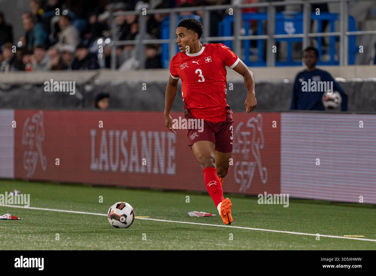 Sascha Britschgi (3 Switzerland) driving the ball during the UEFA ...