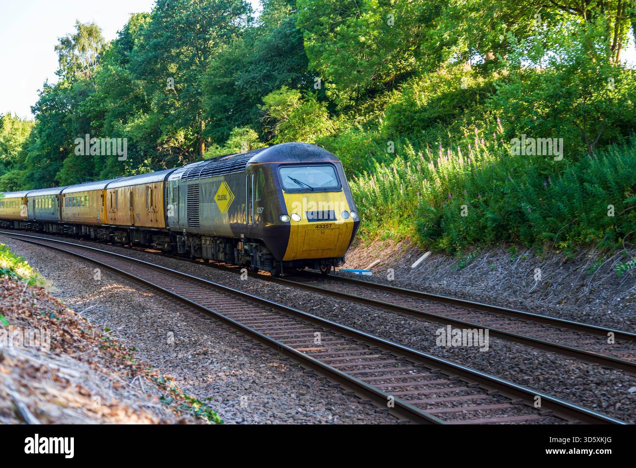 Network Rail's High Speed test train (operated by Colas Rail) passing ...