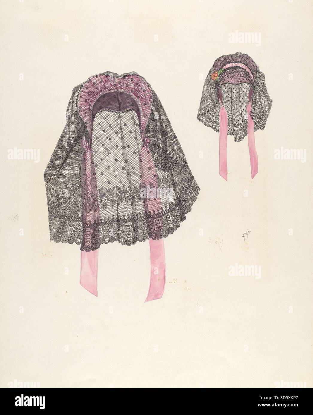 Arelia Arbo satin and lace hat from 1937, featuring a structured crown ...