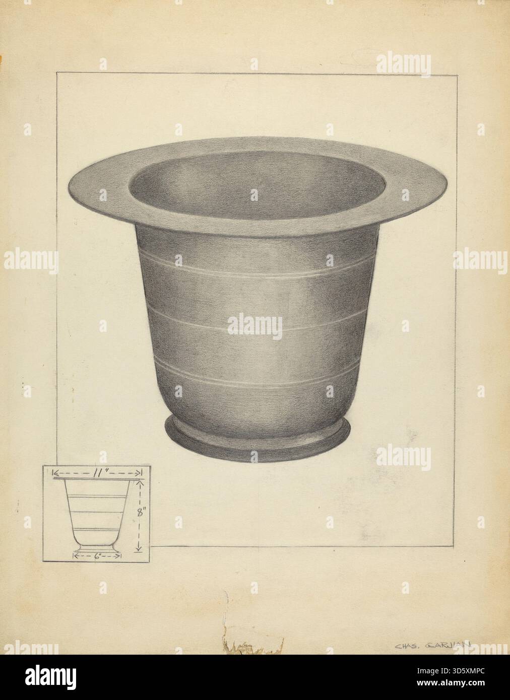 A pewter commode form by Charles Garjian made around 1939, featuring a ...