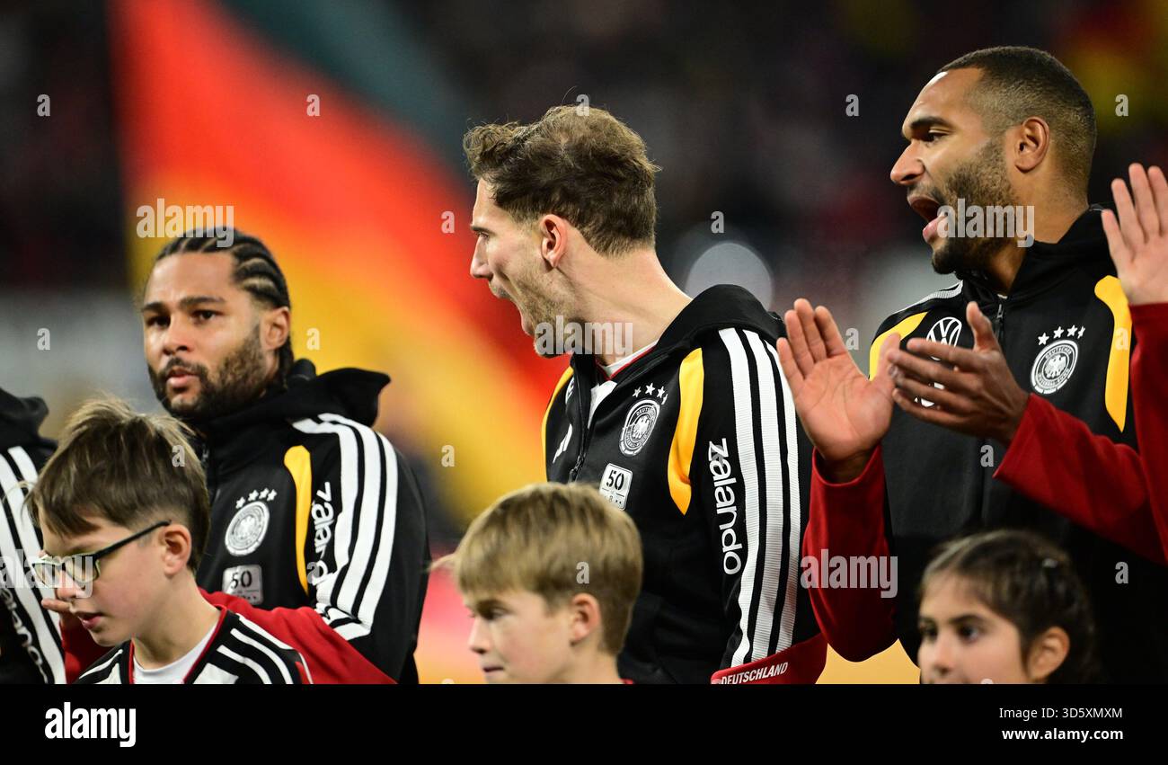 From left: Serge Gnabry, Leon Goretzka, Jonathan Tah (Germany) Leipzig ...