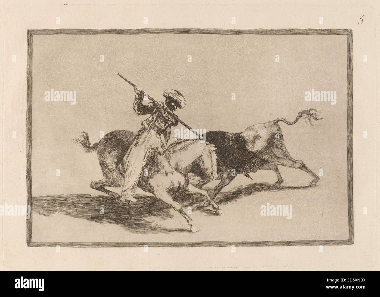 Etching by Francisco de Goya from 1816 or earlier showing Gazul, the ...