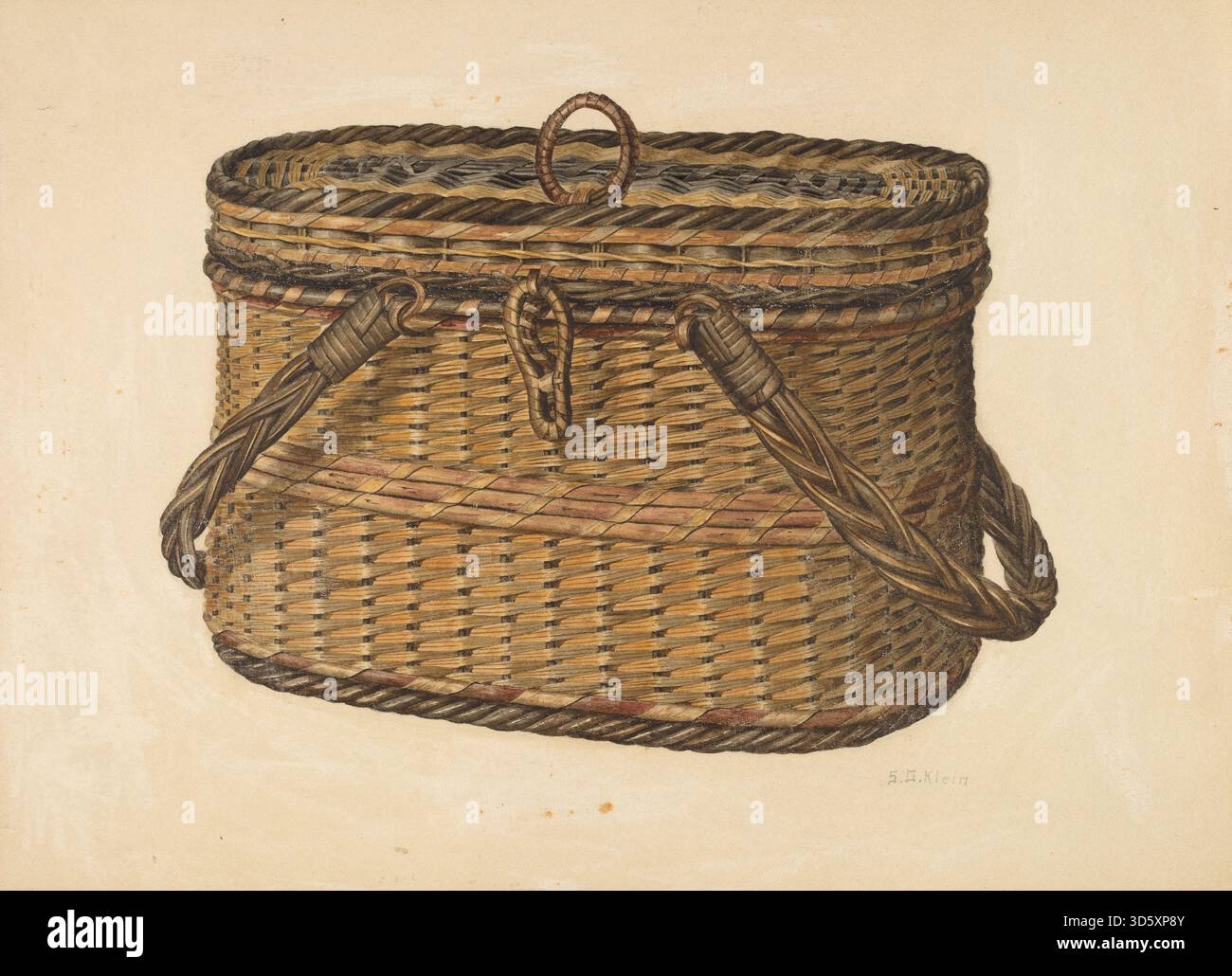 Design by Samuel O Klein of a cap basket circa 1938, showing the basket ...