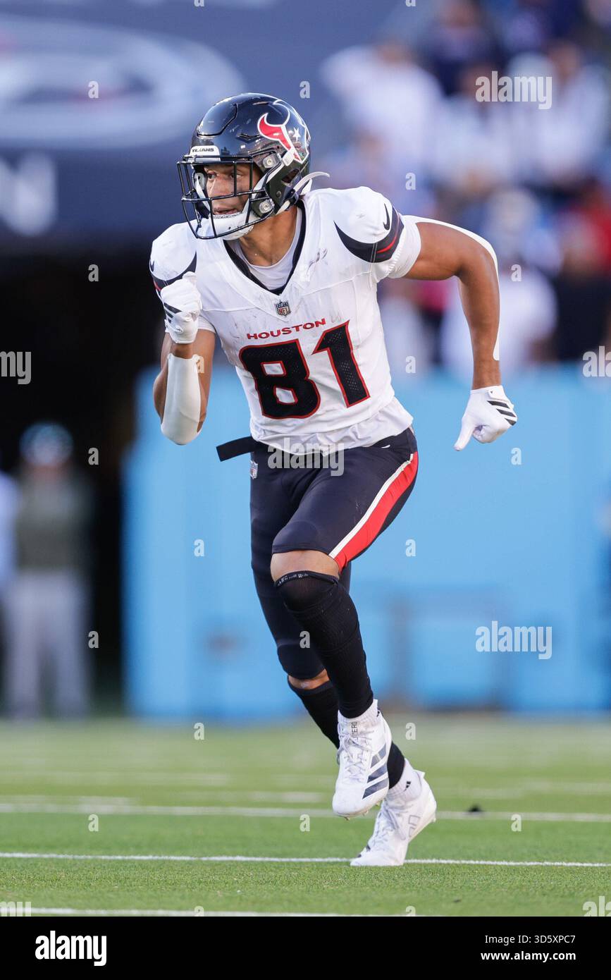Houston Texans wide receiver Jayden Higgins (81) runs a route during ...