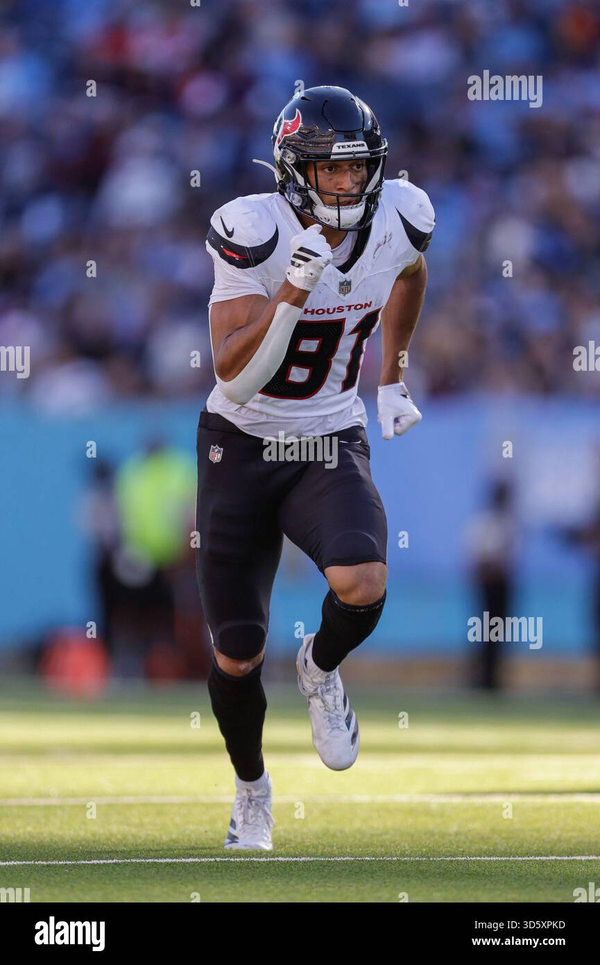 Houston Texans wide receiver Jayden Higgins (81) runs a route during ...