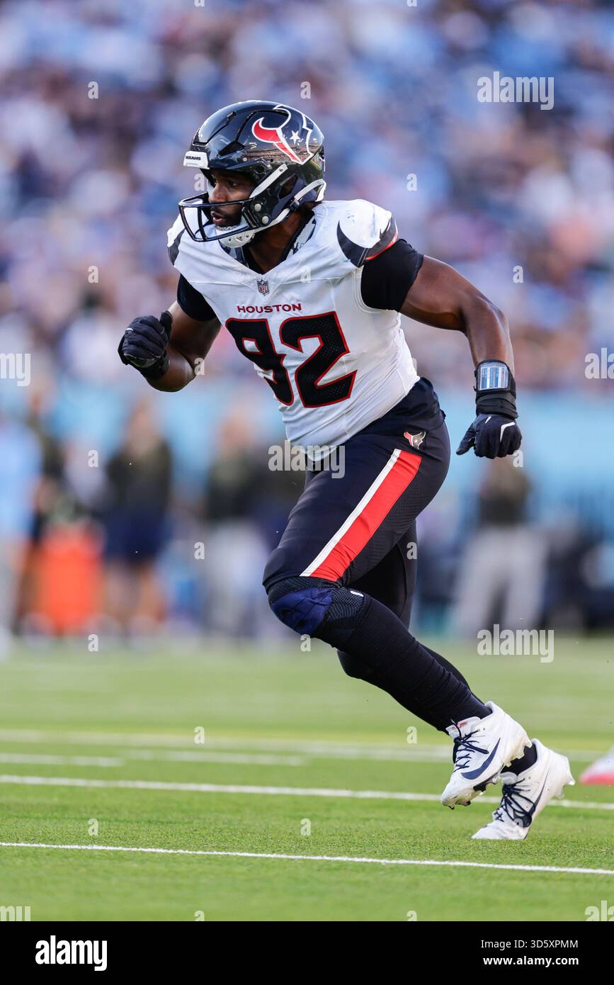 Houston Texans defensive end Dylan Horton (92) defends during the second half of an NFL football ...
