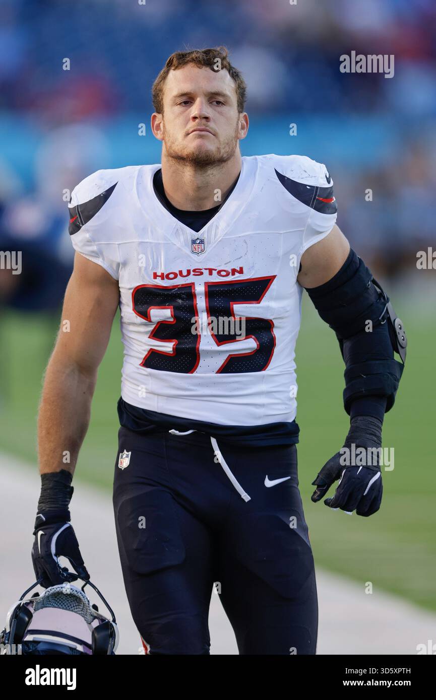 Houston Texans linebacker Jake Hansen (35) walks off the field ...