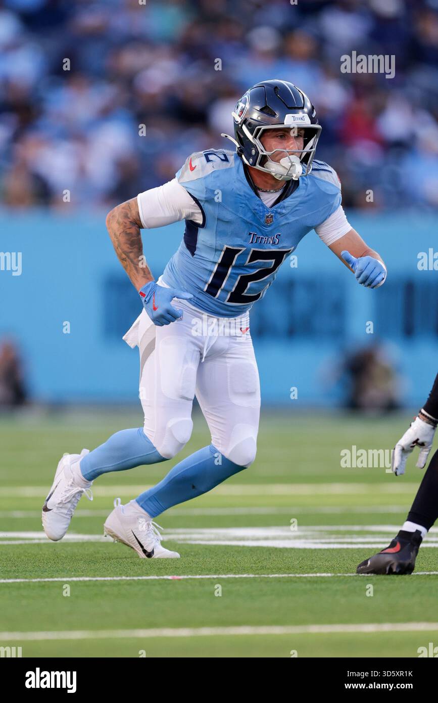 Tennessee Titans wide receiver Mason Kinsey (12) runs a route during ...