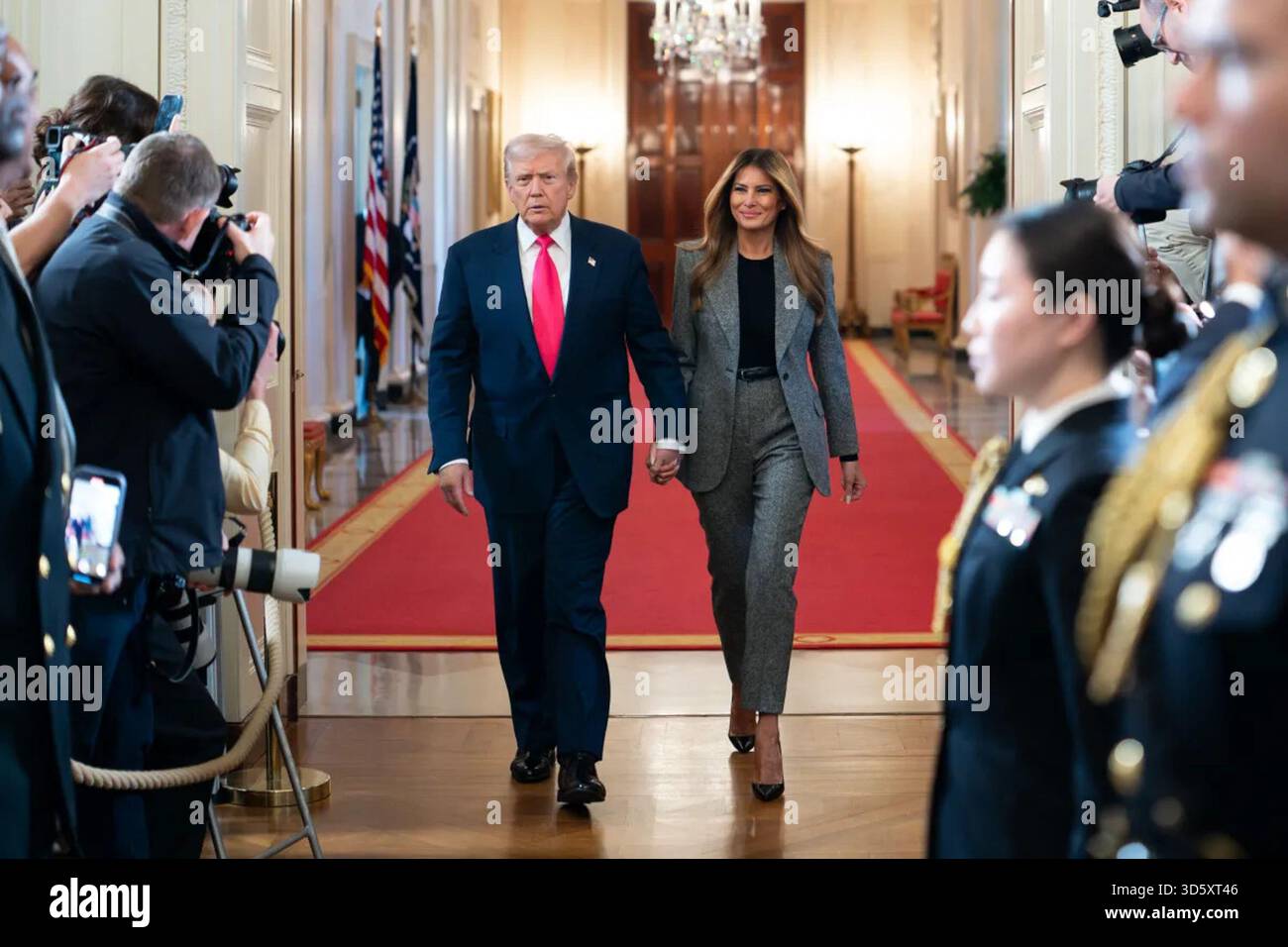 President Donald J. Trump and First Lady Melania Trump walk through the ...