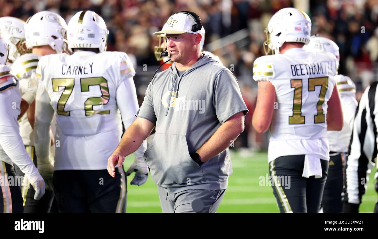 Georgia Tech head coach Brent Key on the sideline during an NCAA ...