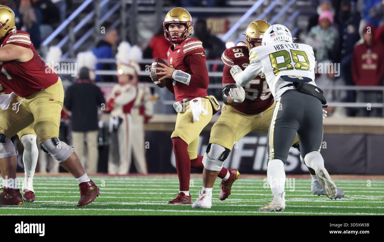 Boston College quarterback Dylan Lonergan (9) during an NCAA college ...