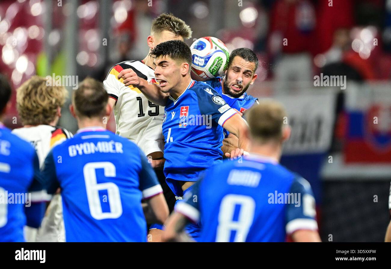 from left Jonathan Tah (Germany), Adam Obert, David Hancko Leipzig ...