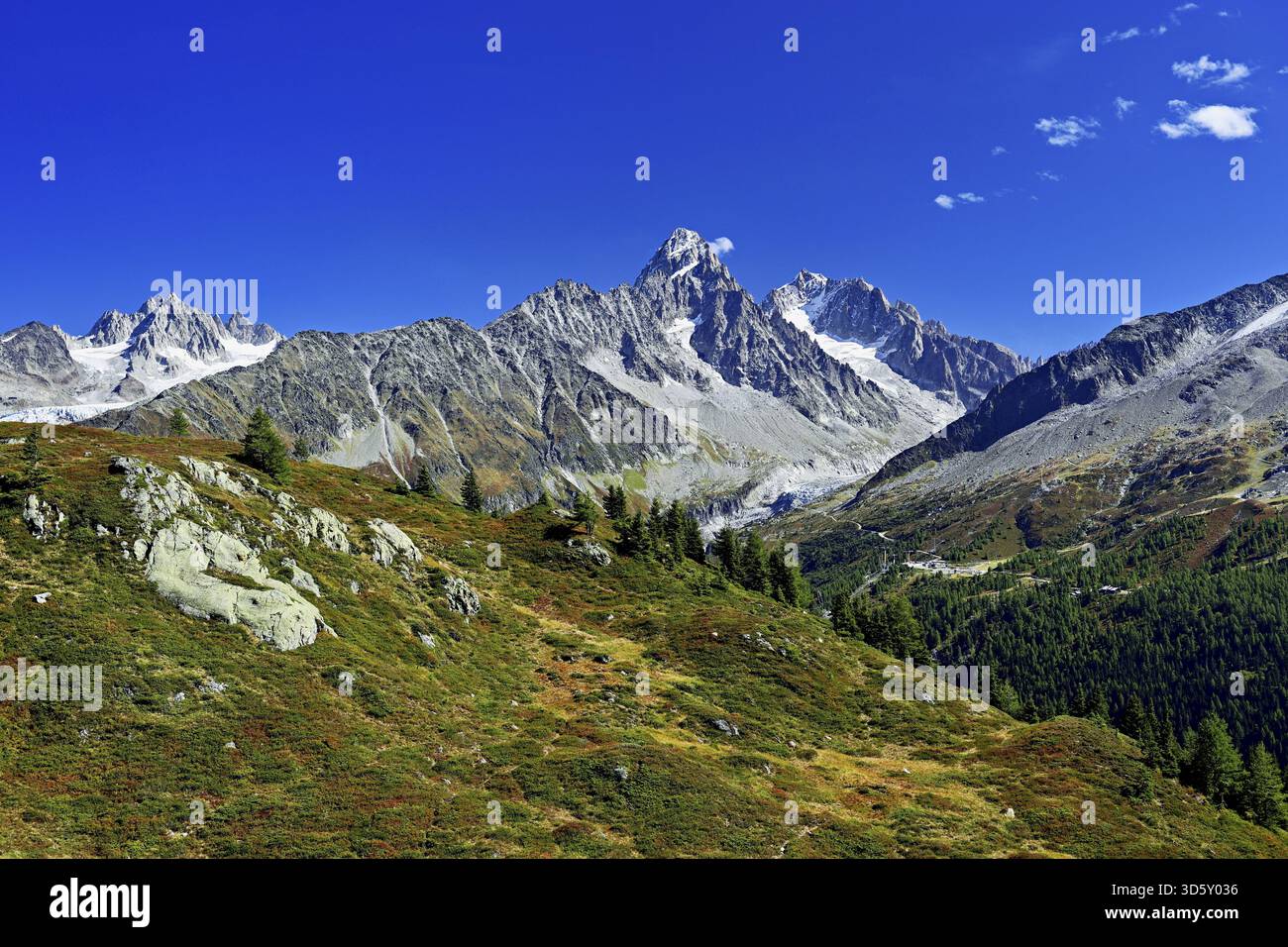 From left front Glacier du Tour back Aiguilles du Tour, right Aiguille ...