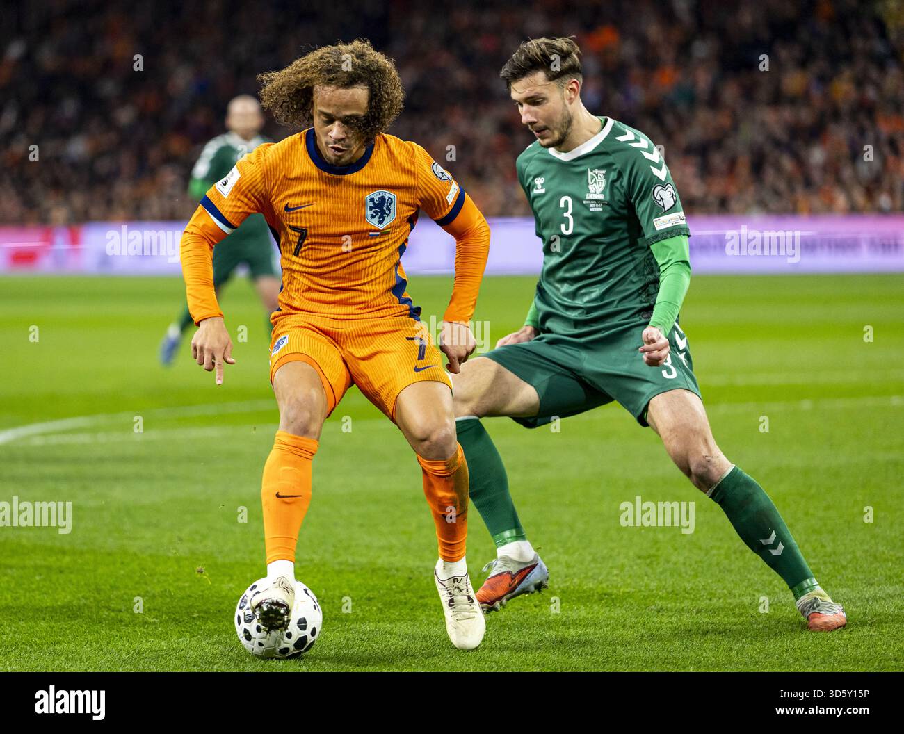 AMSTERDAM - (l-r) Xavi Simons of the Netherlands, Edgaras Utkus of ...