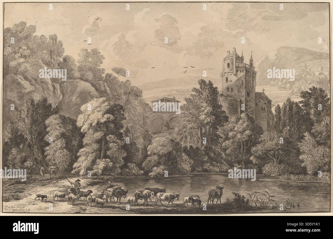The 1784 'Valley with an Aged Castle' by Cornelis Ploos van Amstel and ...