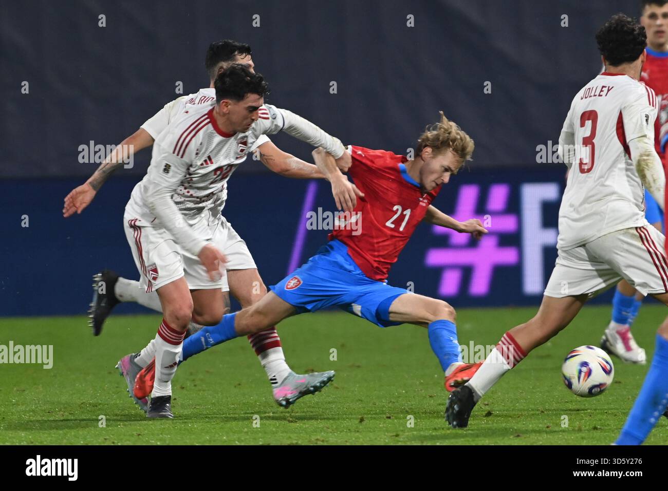 From left Graeme Torrilla of Gibraltar and Czech Michal Beran in action ...