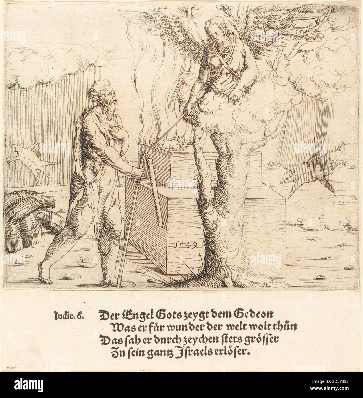 The painting depicts Gideon preparing to offer a sacrifice according to ...