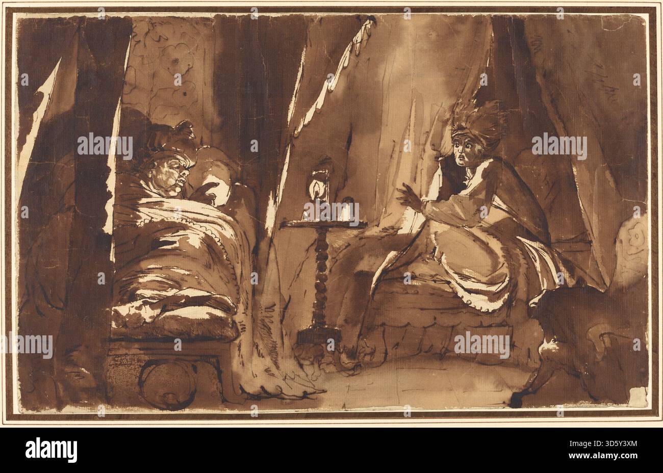 An oil painting by Henry Fuseli from 1765 depicting a night scene ...