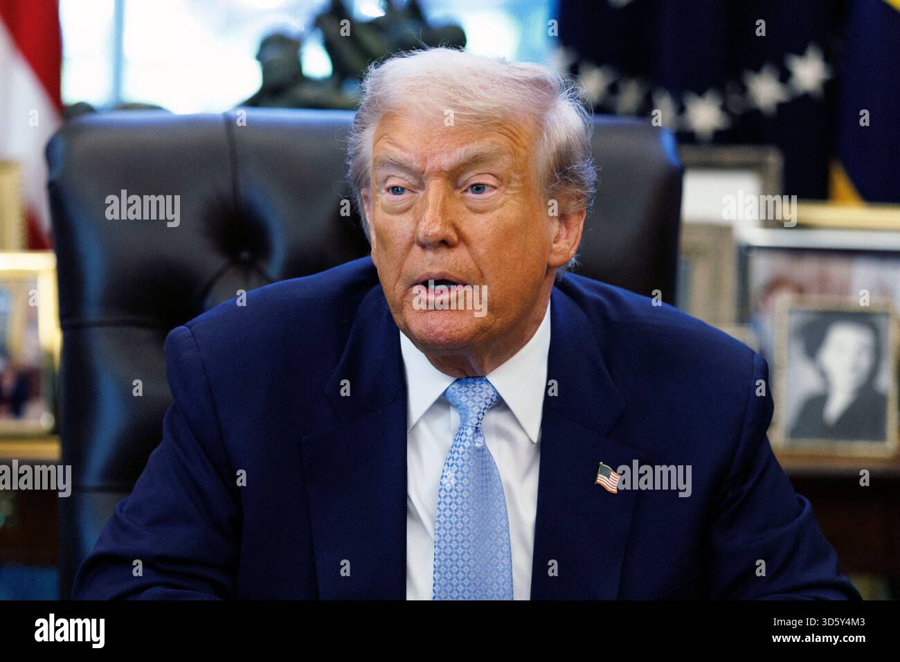 US President Donald Trump during a meeting with the White House Task ...