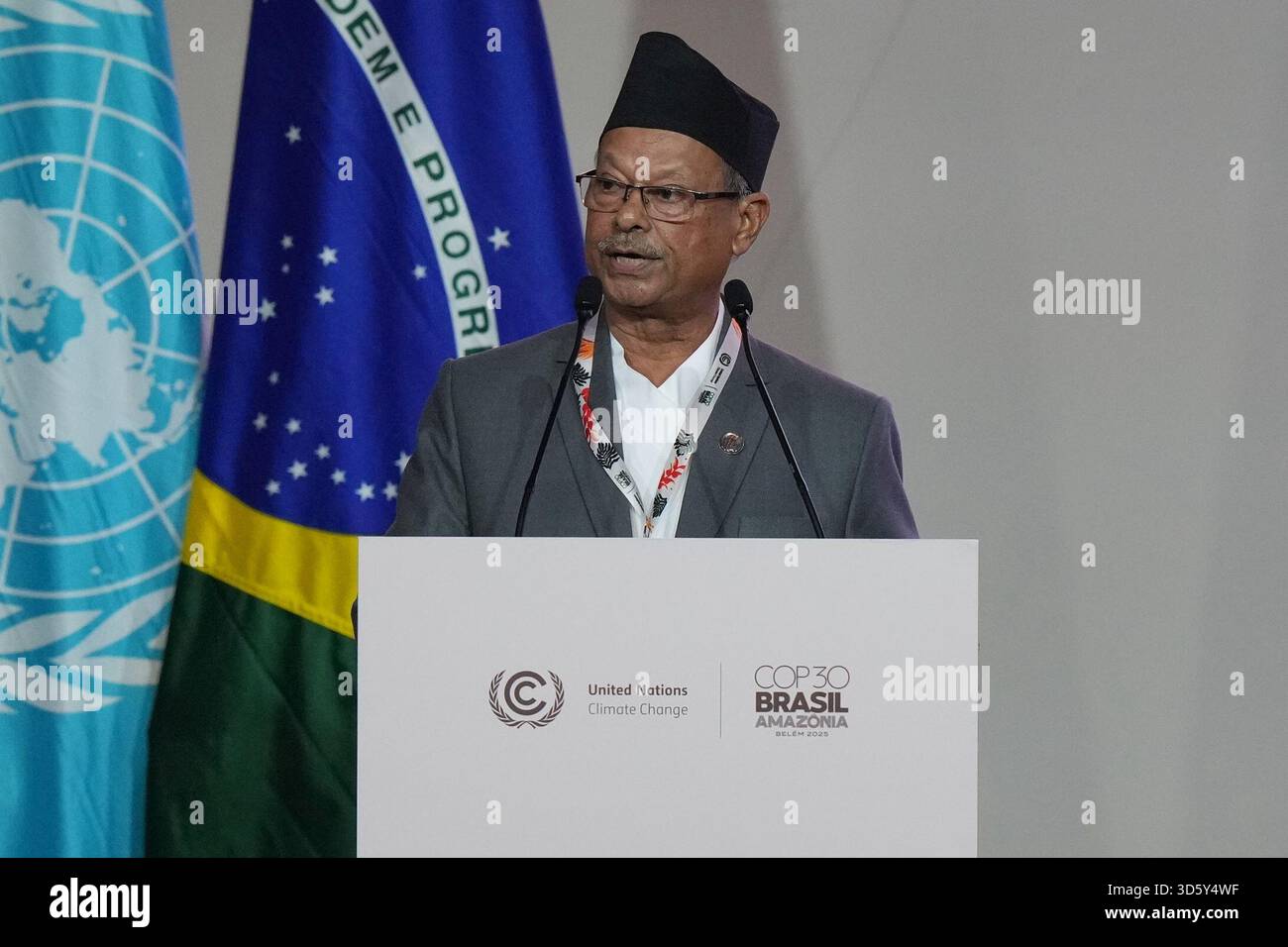 Madan Prasad Pariyar, minister of agriculture and livestock development of Nepal, speaks during ...