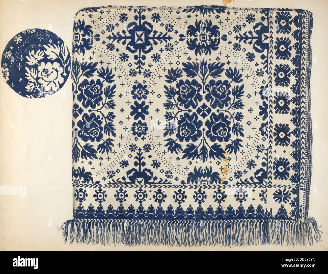 Coverlet created by Eva Wilson around 1937, showing textile weaving ...