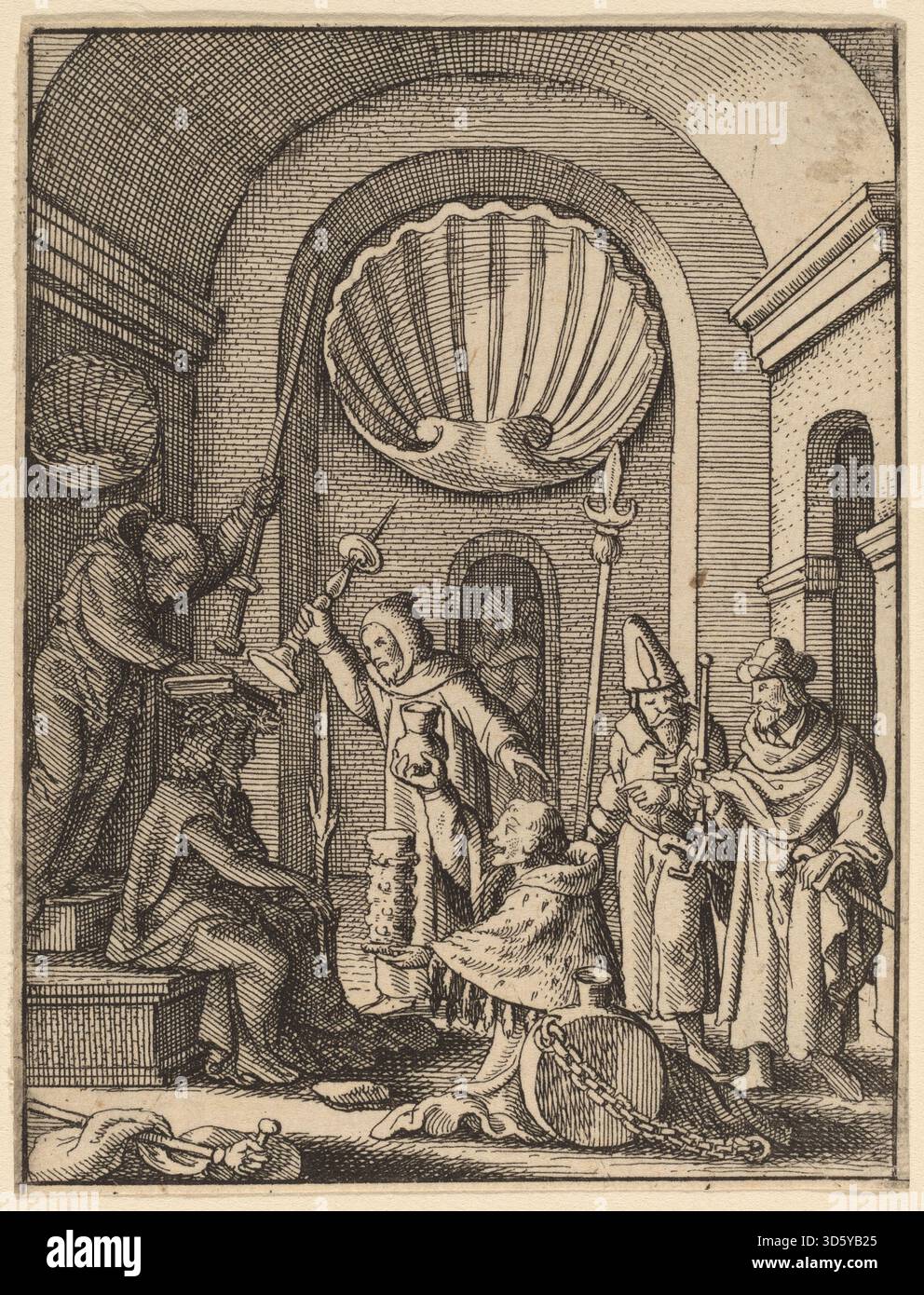 A print by Wenceslaus Hollar depicting a scene titled The Mocking ...