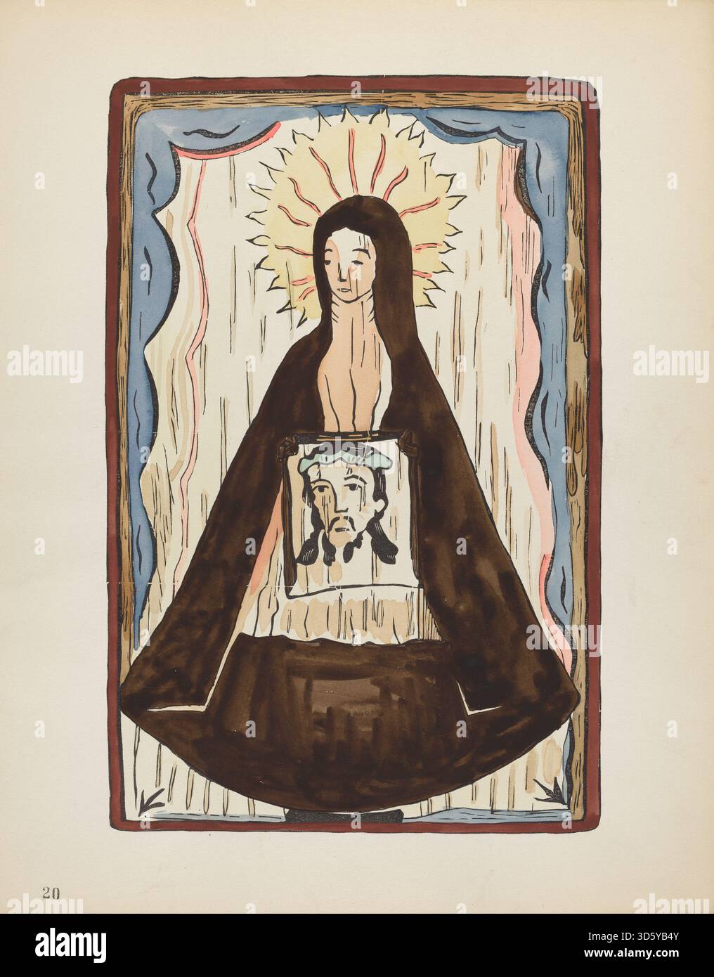 This 20th-century American artwork, Plate 20, depicts Saint Veronica in ...