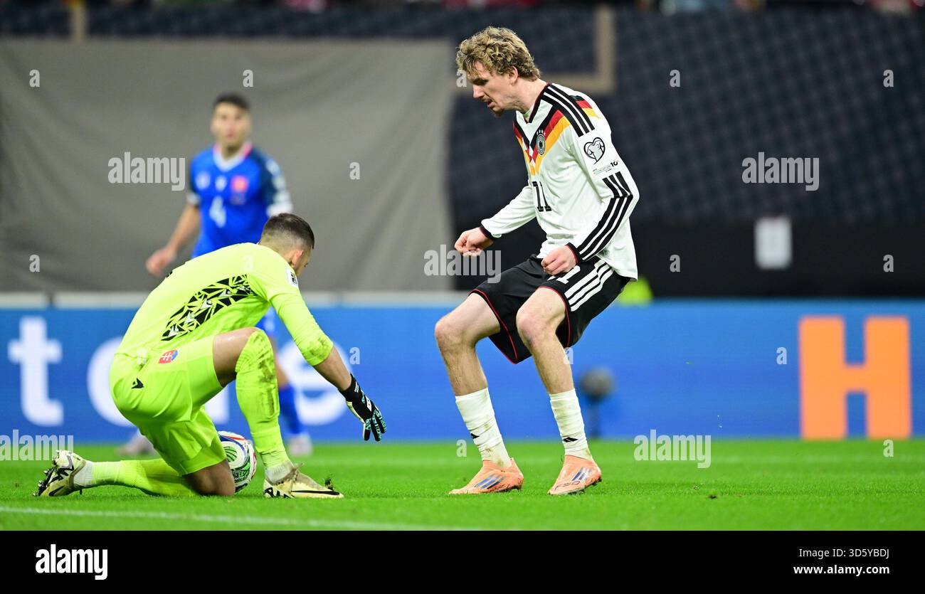 L. to R. Goalkeeper Martin Dubravka (Slovakia), Nick Woltemade (Germany ...