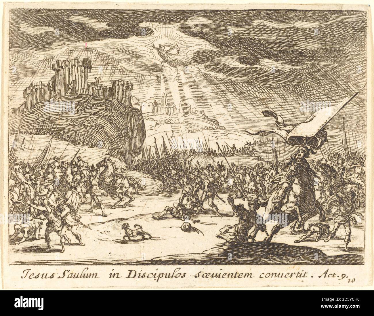 A 1635 print by Jacques Callot depicting the biblical Conversion of ...
