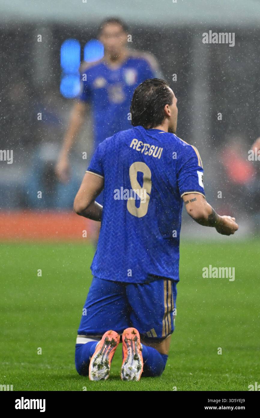 Mateo Retegui (ITA) is in action during the FIFA 2026 World Cup Qualifying Round Matchday 10 ...