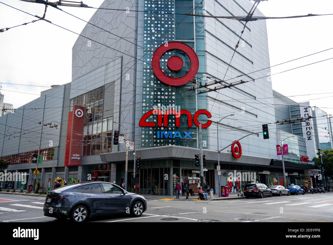 Facade of Metreon with AMC IMAX theater and Target store signage at a ...