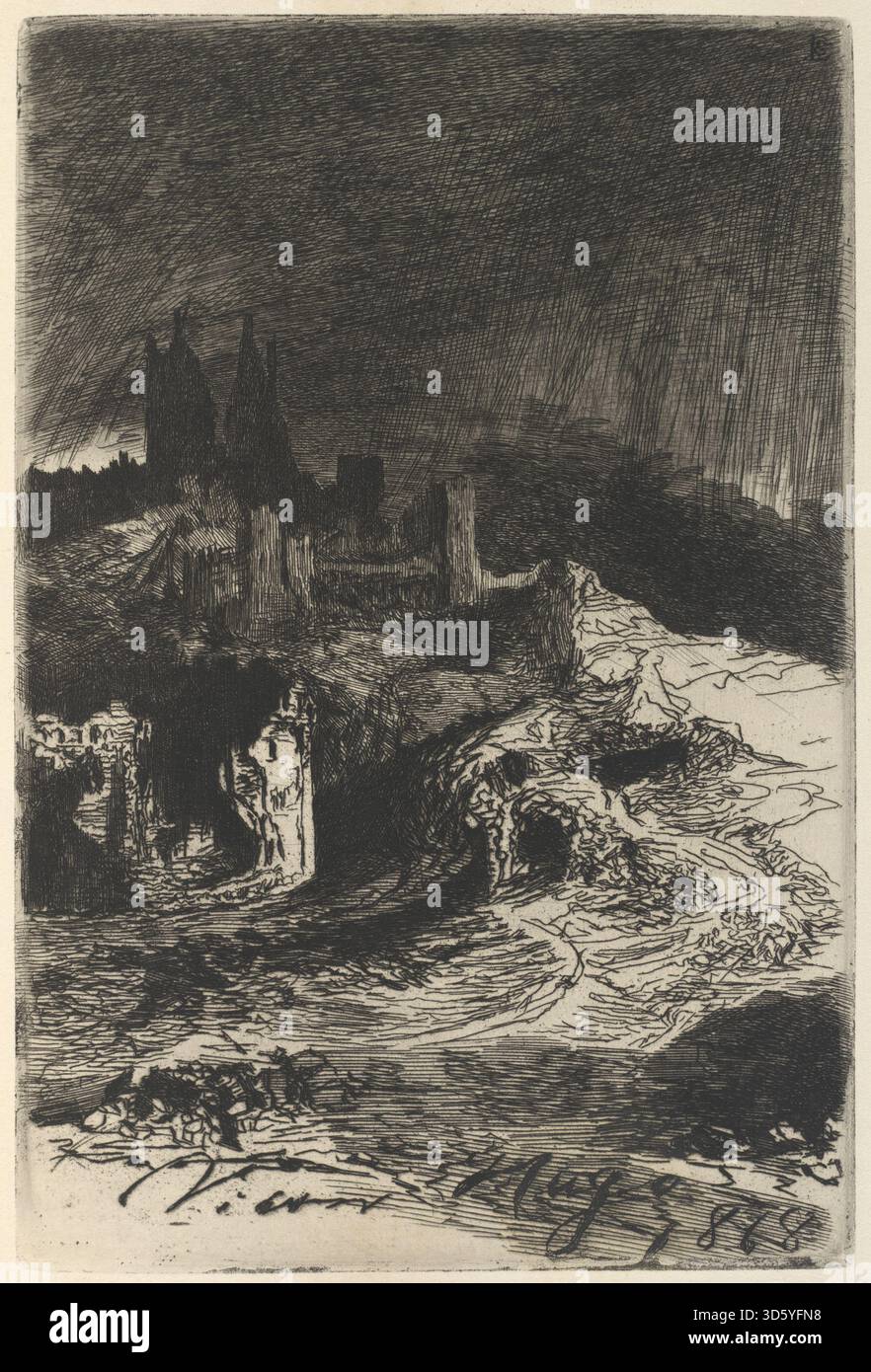 An 1868 artwork by Victor Hugo titled L'Eclair, depicting a lightning ...