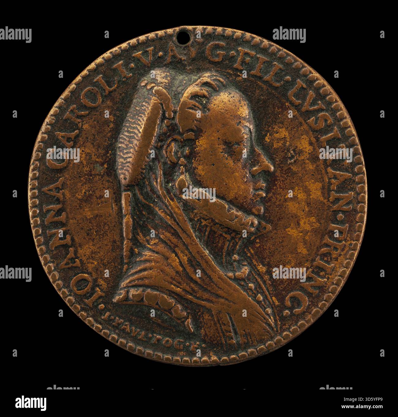 This medal by Gianpaolo Poggini, dated 1564, depicts Dona Juana of ...