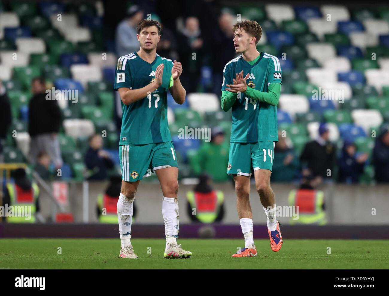 Northern Ireland's Paddy McNair and Isaac Price celebrates victory ...