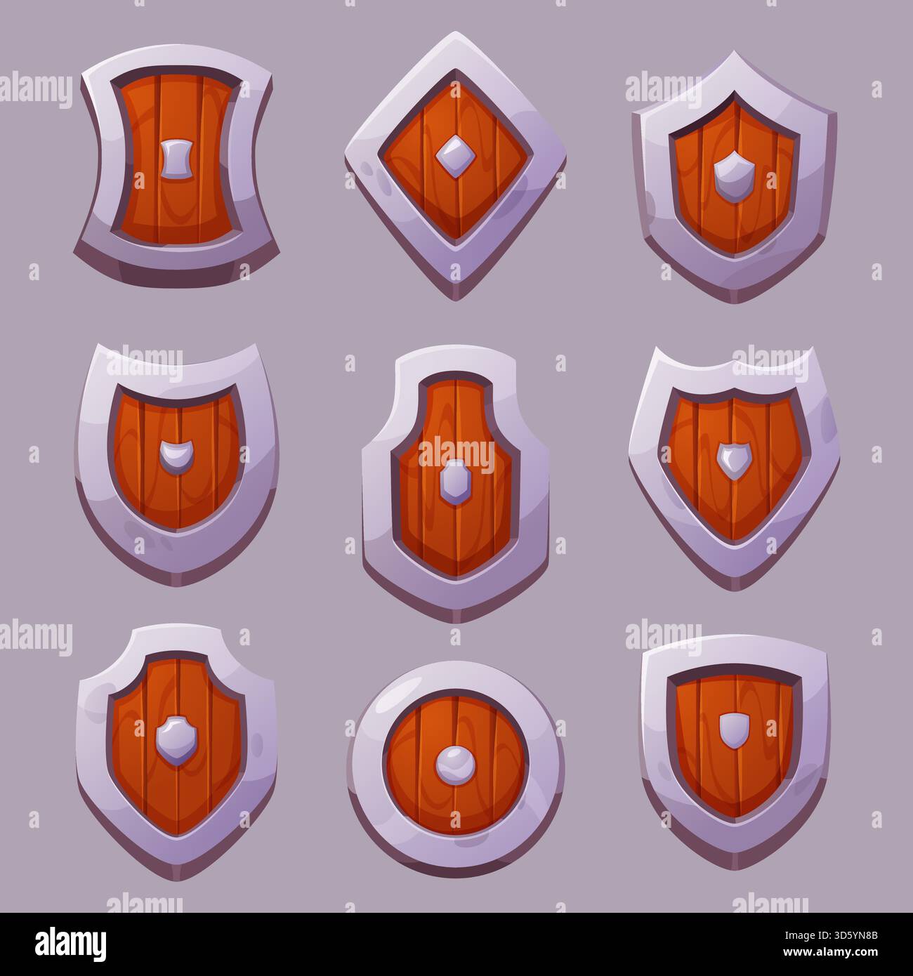 Cartoon shields. Medieval items for knight protection exact vector ...
