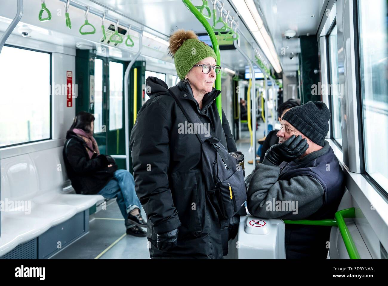 Chantal Rompre travels on the REM light rail system, in Laval, Que ...