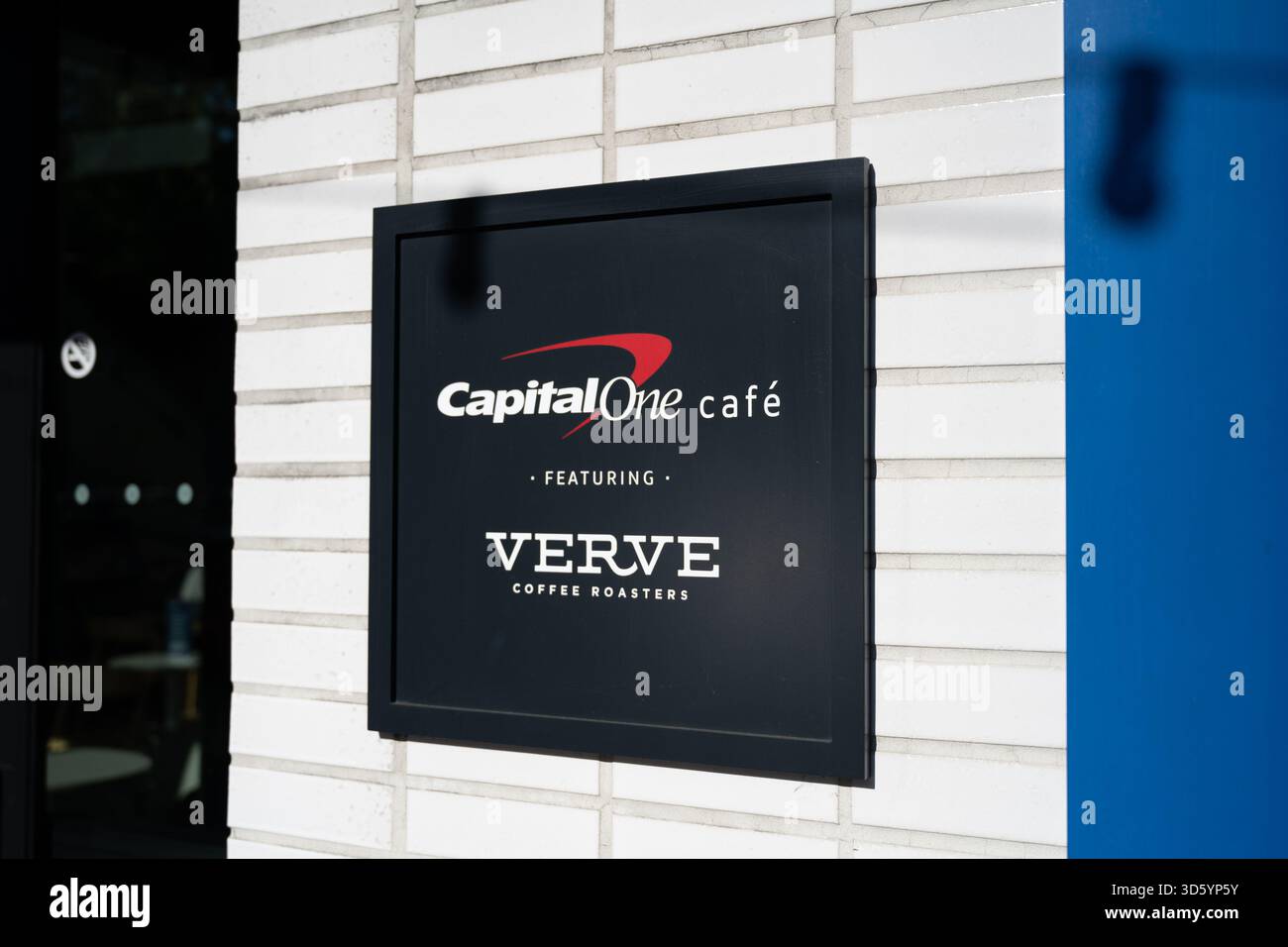 Sign for Capital One Cafe advertising Verve coffee, Walnut Creek ...