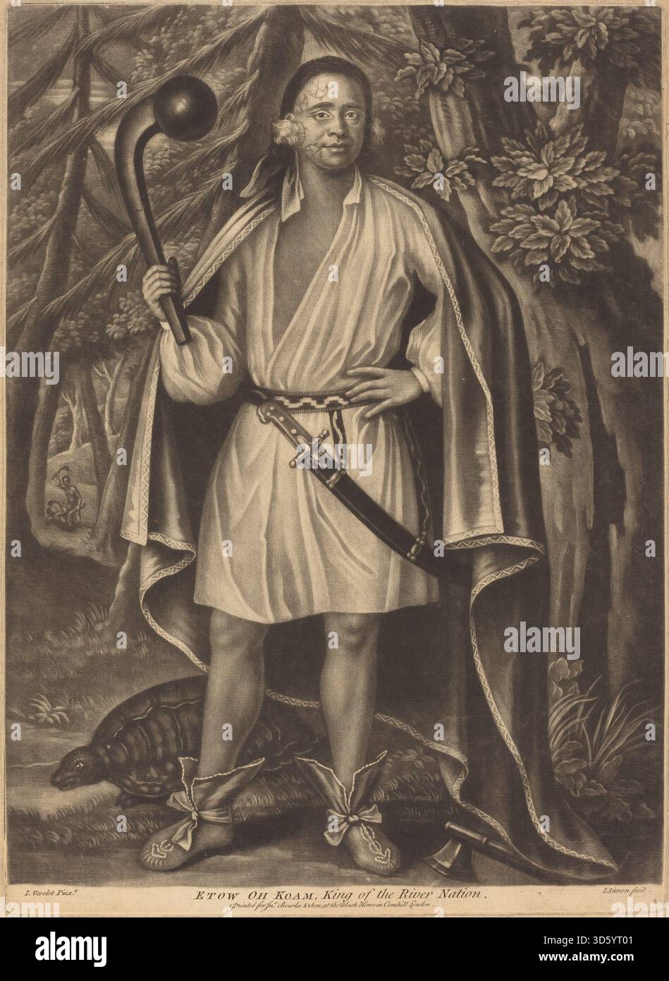 Pierre Simon II's work after John Verelst depicts Etow oh Koam, King of ...