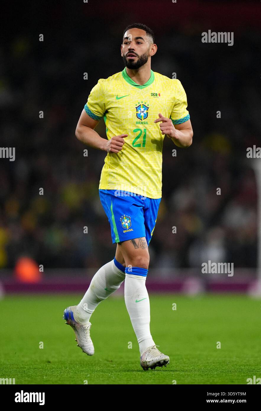Brazil’s Matheus Cunha during an international match at the Emirates ...