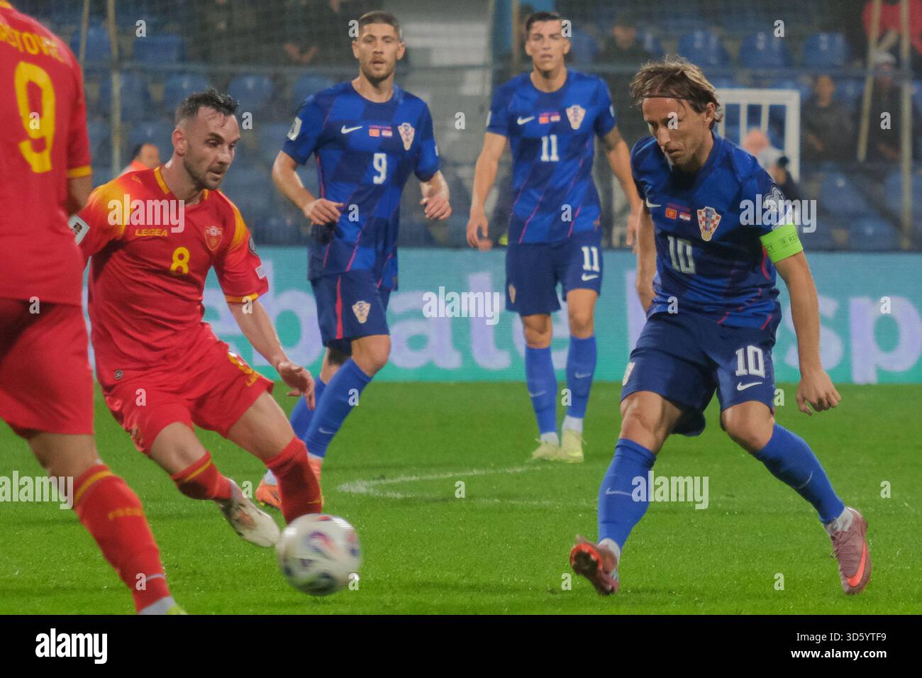 Croatia's Luka Modric, right, kicks the ball during the 2026 World Cup ...
