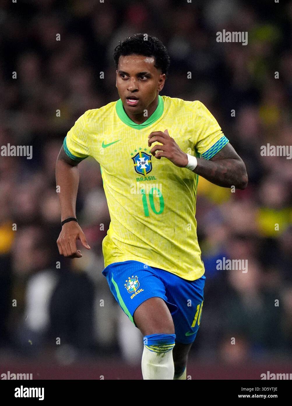 Brazil’s Rodrygo during an international match at the Emirates Stadium ...