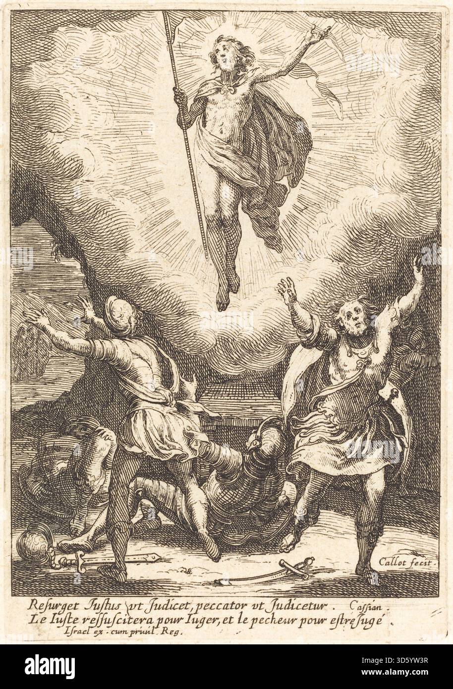 An etching by Jacques Callot depicting the Resurrection, showing ...