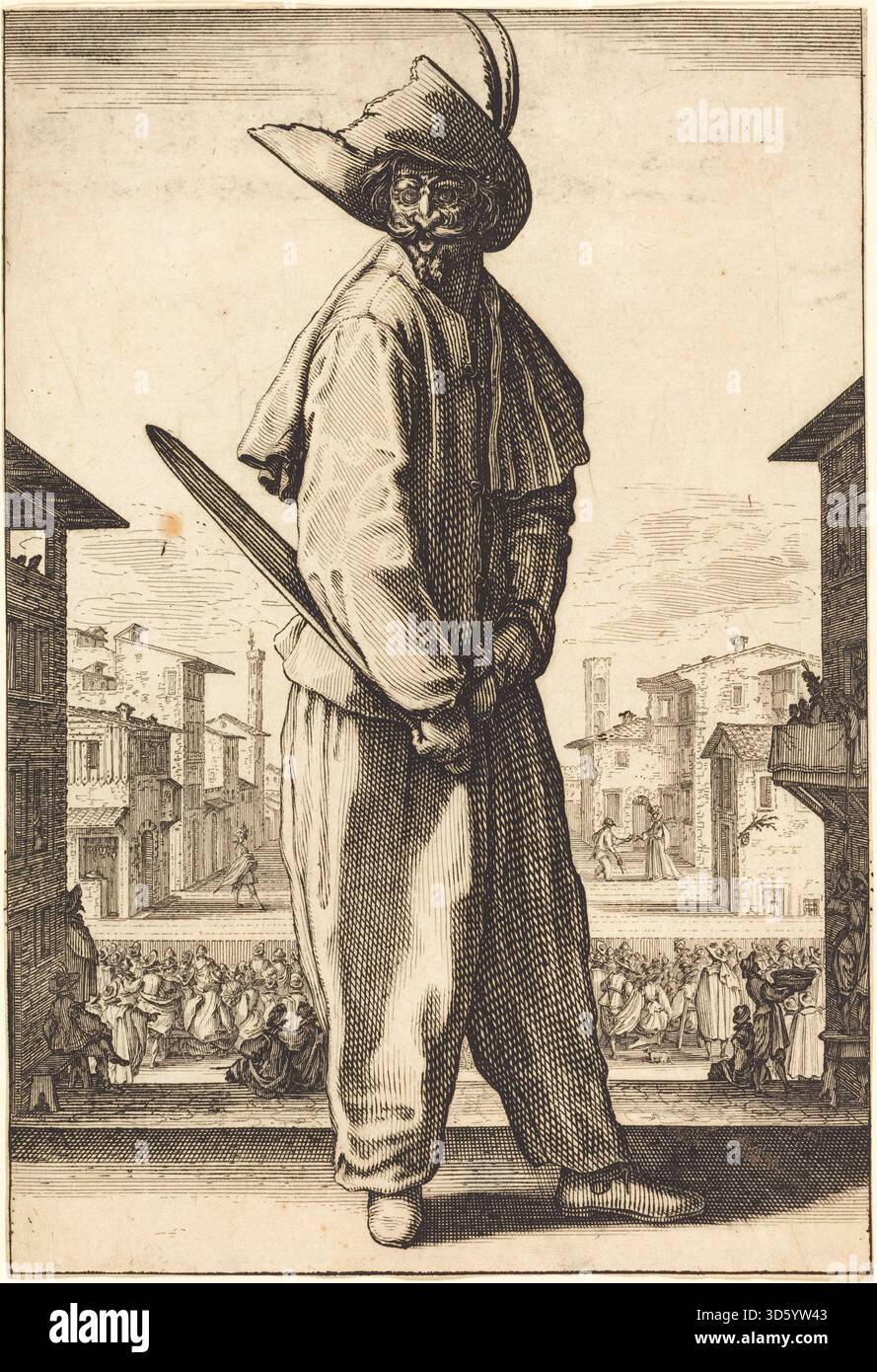 An engraving by Jacques Callot from 1618–1620 depicting the Zanni ...