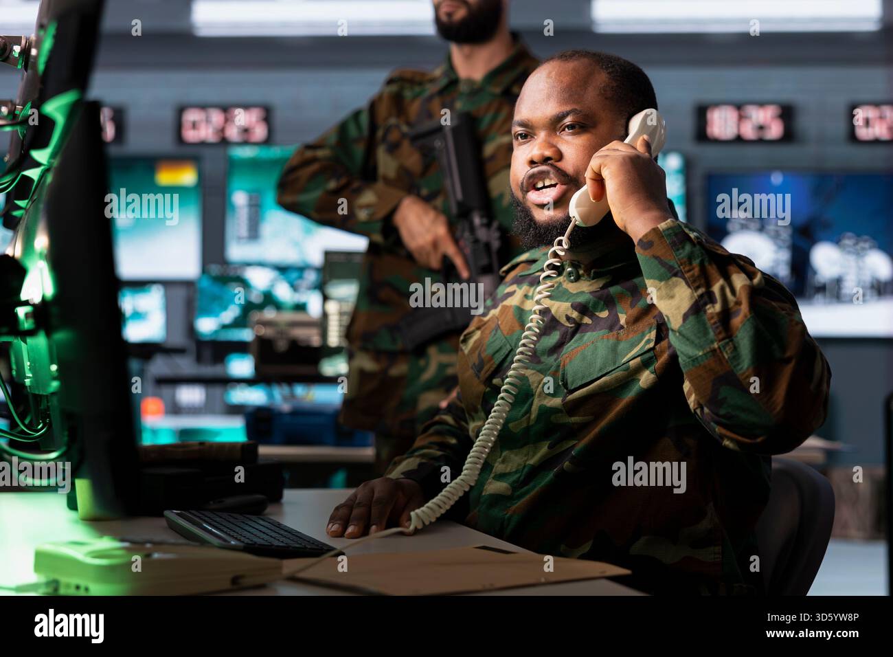 Military officer reporting battlefield information to army decision ...