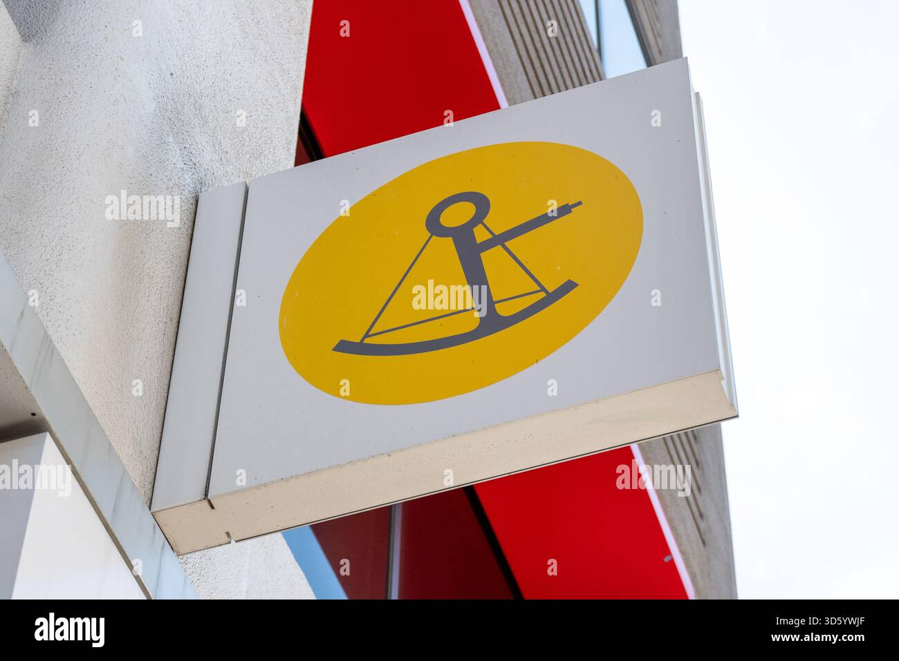 Hanging rectangular Sextant Coffee sign with yellow circle and gray ...
