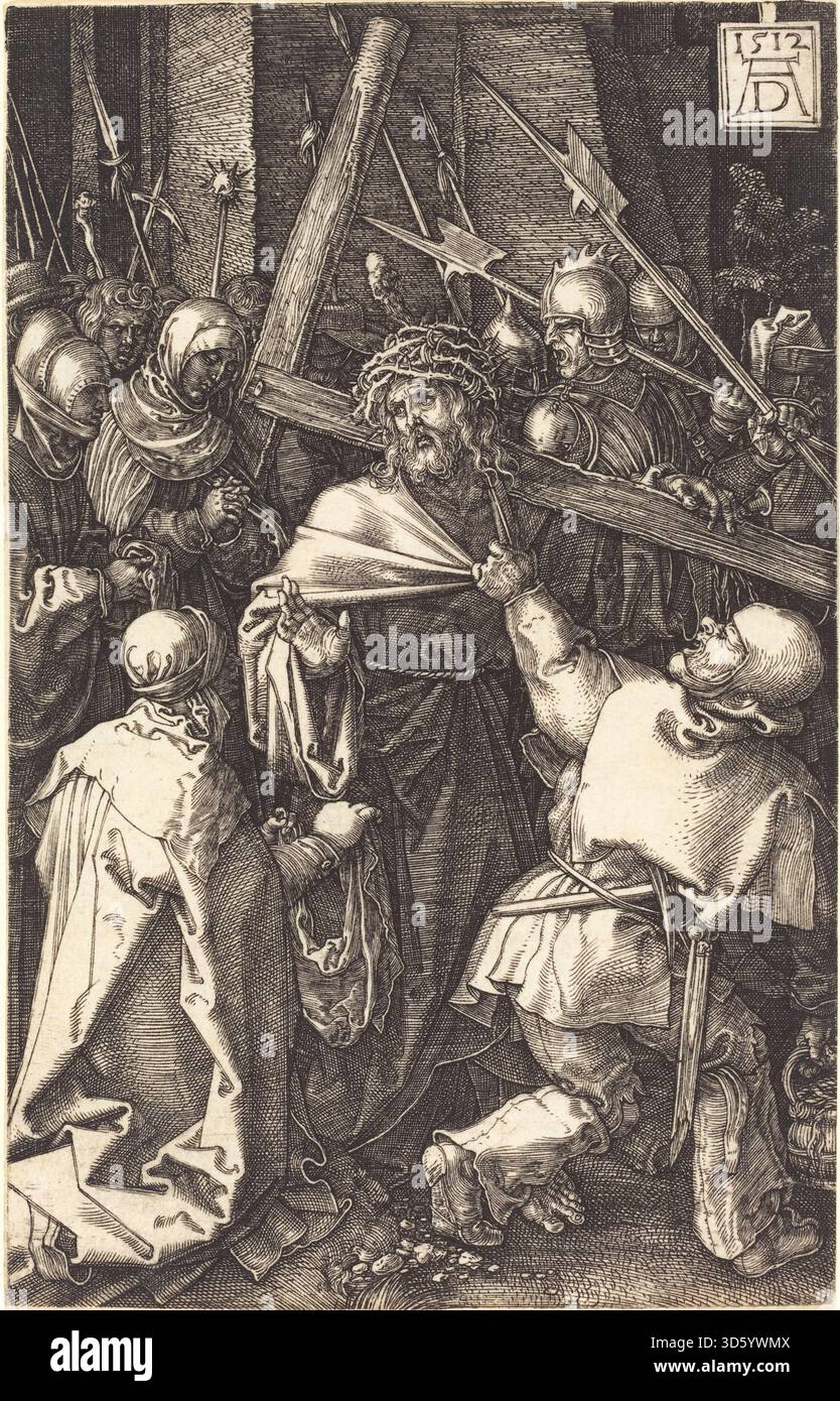Albrecht Dürer's 1512 engraving shows Christ carrying the cross ...