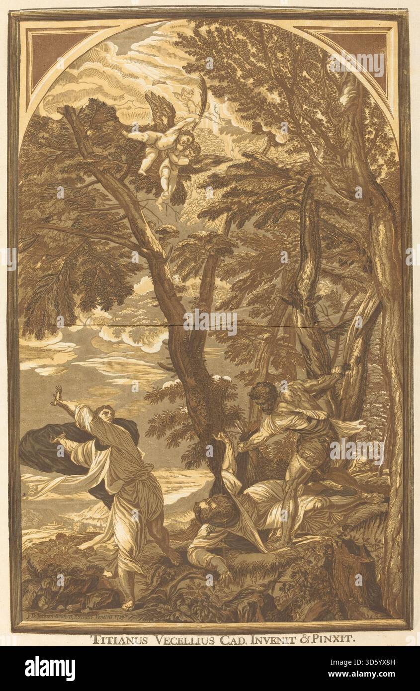 Engraving by John Baptist Jackson after Titian, circa 1738, showing the ...