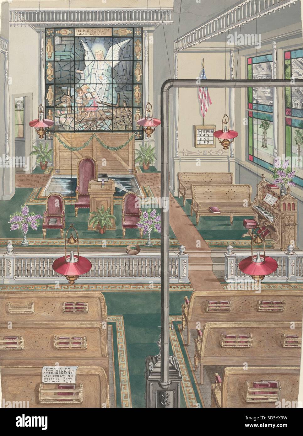 Perkins Harnly’s depiction of a Baptist church (1901, 1935–1942) shows ...
