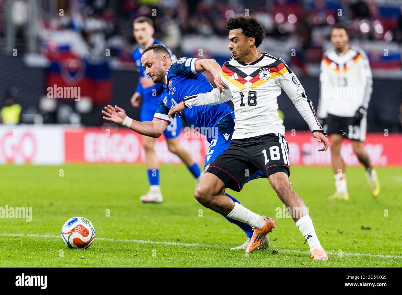 Duel between Stanislav Lobotka (Slovakia, 22), Nathaniel Brown (Germany ...