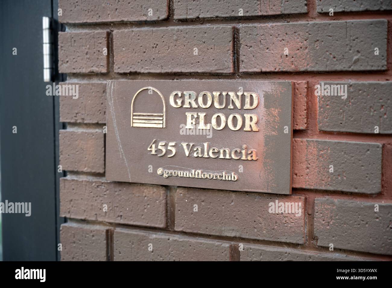 Ground Floor coworking space plaque with logo and address 455 Valencia ...